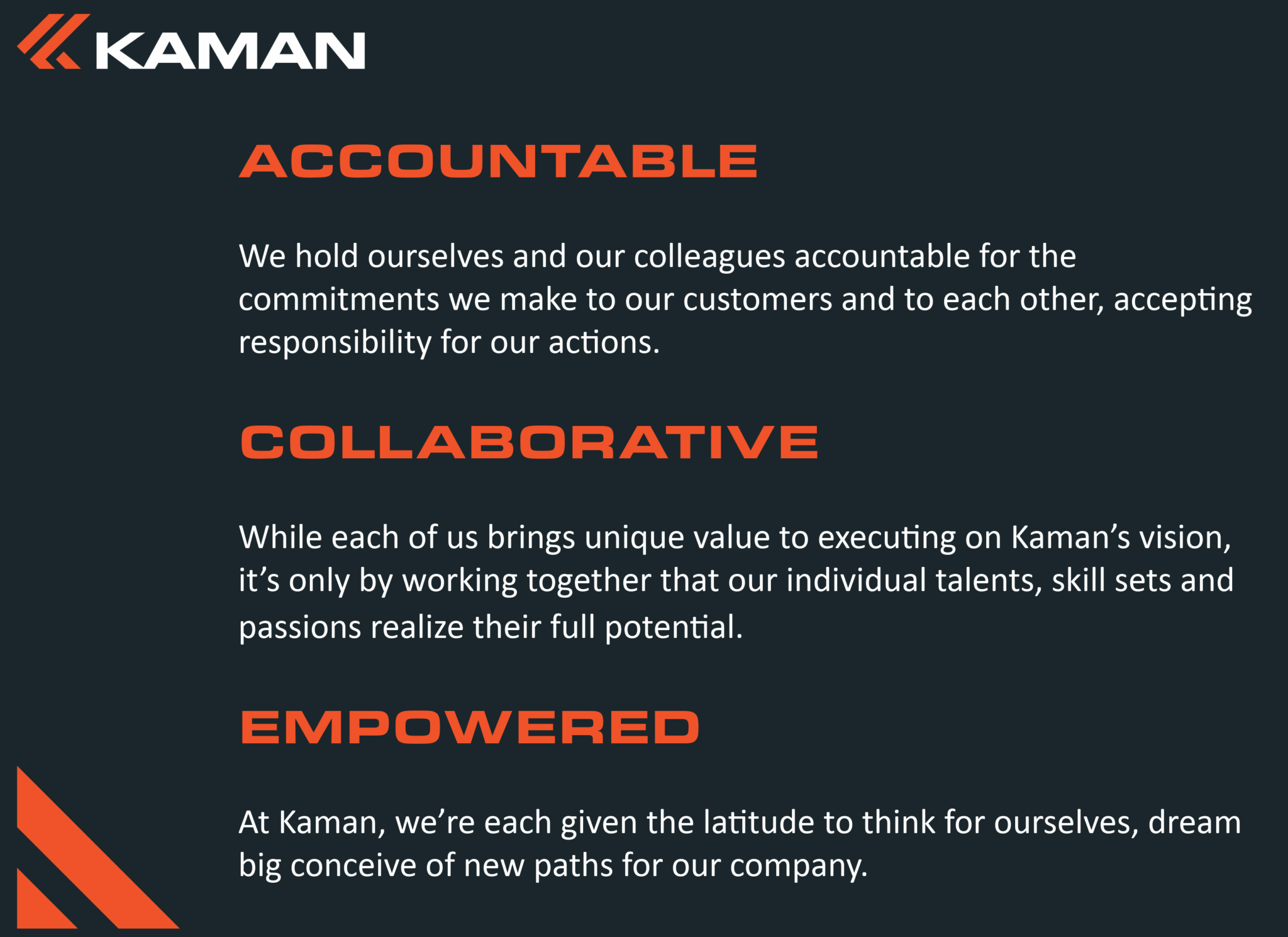 Kaman Core Values | Kaman Corporation